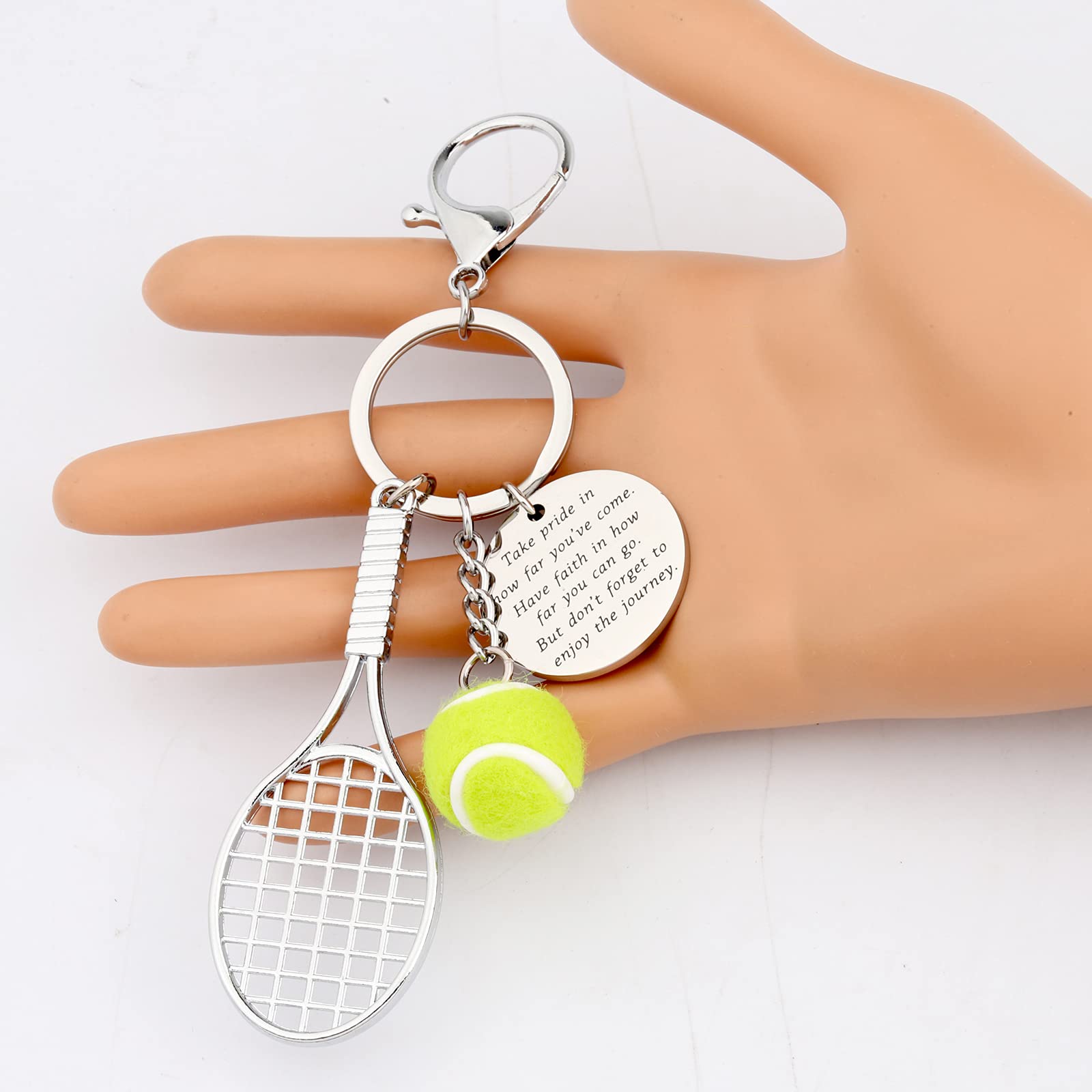 BNQL Tennis Keychain Gifts for Tennis Players Tennis Team Gifts for Tennis Lover Tennis Balls Keychain (silver)