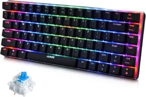 lexonelec rgb led backlit wired mechanical gaming keyboard,ak33 82 keys compact metal panel computer keyboard with 20 lighting effect modes for windows pc gamers(rgb black switch)