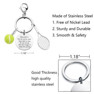 BNQL Tennis Keychain Gifts for Tennis Players Tennis Team Gifts for Tennis Lover Tennis Balls Keychain (silver)