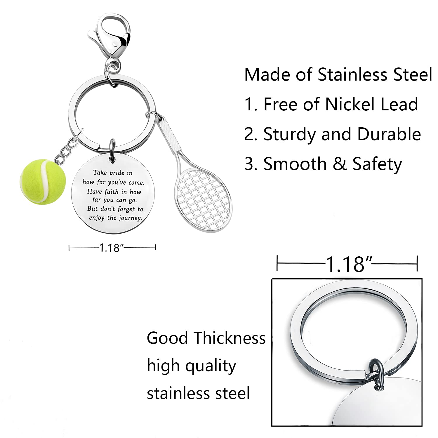 BNQL Tennis Keychain Gifts for Tennis Players Tennis Team Gifts for Tennis Lover Tennis Balls Keychain (silver)