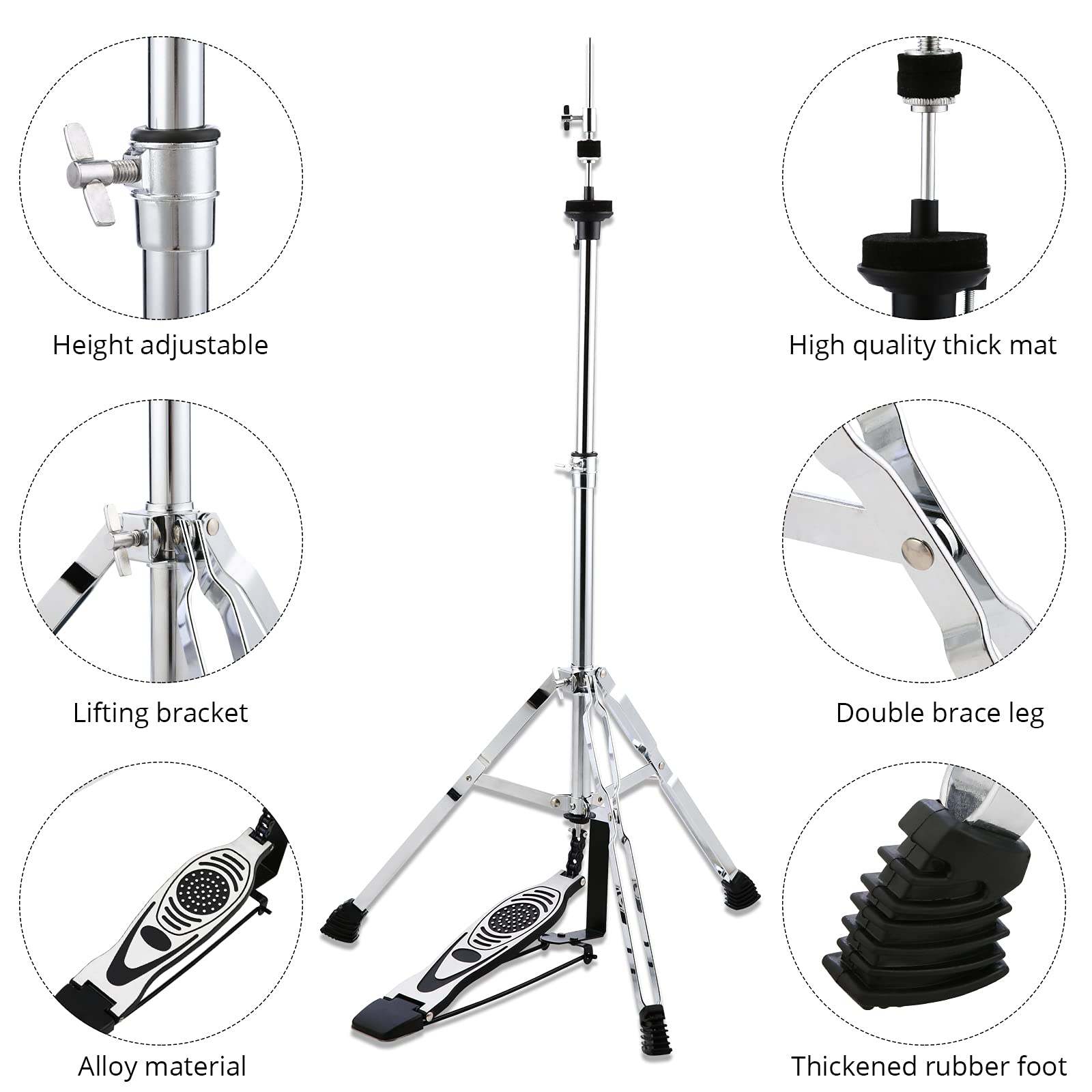 LOLUNUT Hi hat stand,hat cymbals stand,high hat stand with smooth pedal,practice high hat fit 13'' 14'' 15'' 16''cymbals