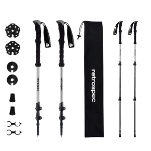 retrospec solstice hiking poles for men & women - adjustable and collapsible lightweight walking & trekking sticks - aluminum w/cork or foam grip