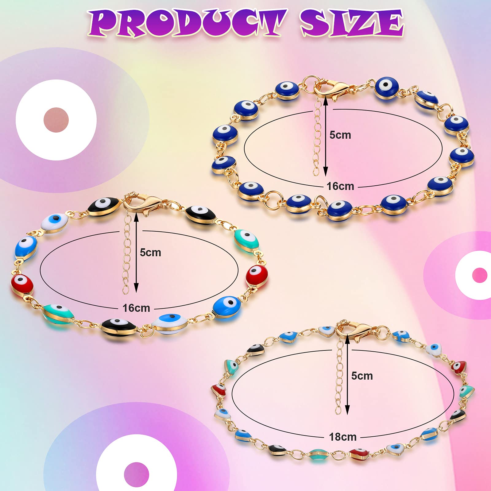 SATINIOR 9 Pieces Evil Eye Bracelet Handmade Evil Eye Beads Bracelet Evil Eye Chain Bracelet Adjustable Amulet Jewelry Evil Eyes Bracelets for Women Family