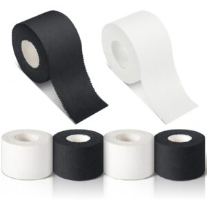 4 pcs pre wrap tape athletic finger wrist tape sports no sticky residue very strong easy tear first aid injury wrap for athletes trainers boxing, 1.5 inch x 33 feet (black, white)