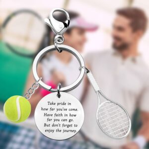 BNQL Tennis Keychain Gifts for Tennis Players Tennis Team Gifts for Tennis Lover Tennis Balls Keychain (silver)