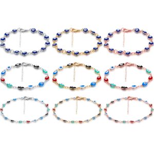 satinior 9 pieces evil eye bracelet handmade evil eye beads bracelet evil eye chain bracelet adjustable amulet jewelry evil eyes bracelets for women family