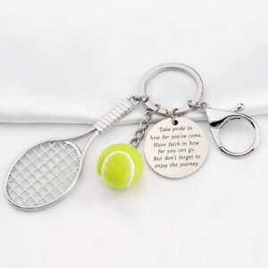 BNQL Tennis Keychain Gifts for Tennis Players Tennis Team Gifts for Tennis Lover Tennis Balls Keychain (silver)