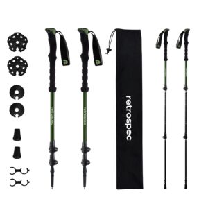 retrospec solstice trekking & ski poles for men & women - aluminum w/foam grip - adjustable & collapsible lightweight hiking, walking & skiing sticks - matte forest