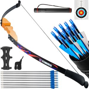 recurve bow and arrow adult - 54" traditional wood takedown recurve bow with lightweight design, right handed archery bow for adults, youth, beginner hunting, training practice (40lbs)