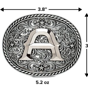 Itera Silver Western Belt Buckle - Large, Letter Buckles For Men And Women, R Style