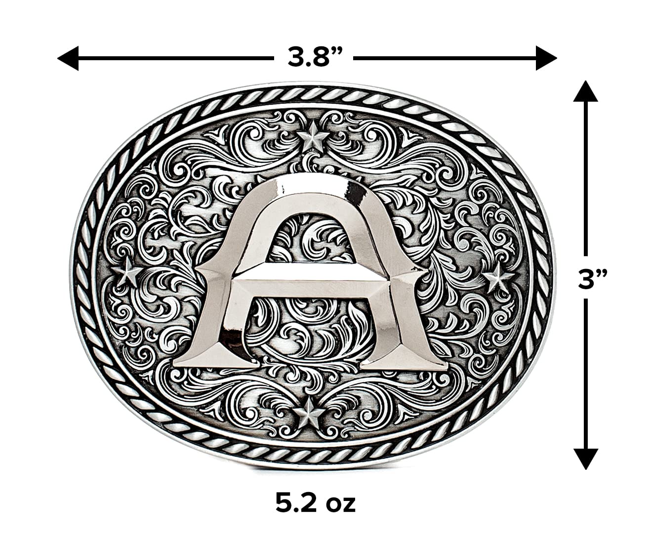 Itera Silver Western Belt Buckle - Large, Letter Buckles For Men And Women, R Style