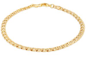 barzel 18k gold plated pave curb anklet for women, 10 inches - made in brazil