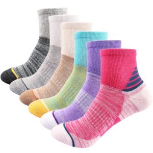 j.wmeet women's athletic ankle socks quarter cushioned running socks hiking performance sport cotton socks 6 pack (multicolor)