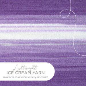 (3 Pack) Lion Brand Yarn Ice Cream Baby Yarn, Grape Multicolor