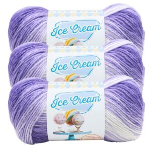 (3 pack) lion brand yarn ice cream baby yarn, grape multicolor