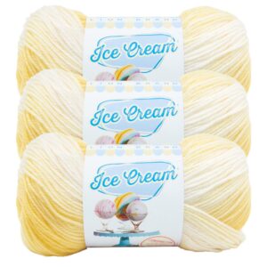 (3 pack) lion brand yarn ice cream baby yarn, lemon meringue multicolor