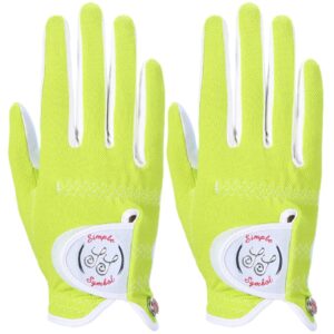 SIMPLE SYMBOL Women's RainGrip Golf Glove Two Pack,Hot Wet Weather Comfort,（Two Left Hands Or Two Right Hands Or One Pair） Four Colors to Choose from Pink/Purple/White/Green(Green,S,Right)