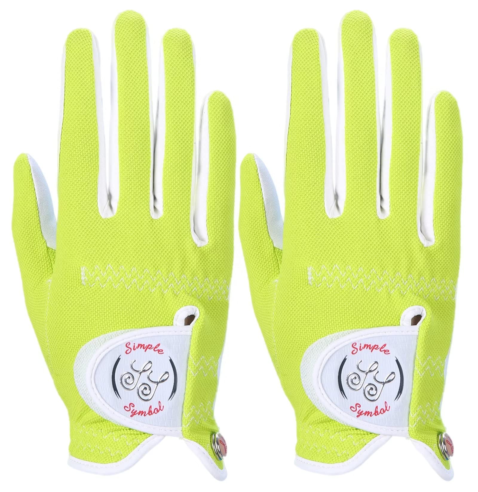 SIMPLE SYMBOL Women's RainGrip Golf Glove Two Pack,Hot Wet Weather Comfort,（Two Left Hands Or Two Right Hands Or One Pair） Four Colors to Choose from Pink/Purple/White/Green(Green,S,Right)