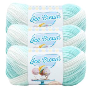 (3 pack) lion brand yarn ice cream baby yarn, mint