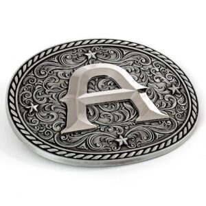 Itera Silver Western Belt Buckle - Large, Letter Buckles For Men And Women, R Style