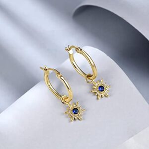 Carat Kitten 14K Gold Plated Star Small Hoop Earrings for Women Girls, Hypoallergenic Gold Womens Huggie Earrings Dainty Dangle Earrings for Women Sensitive Ears with Cubic Zirconia