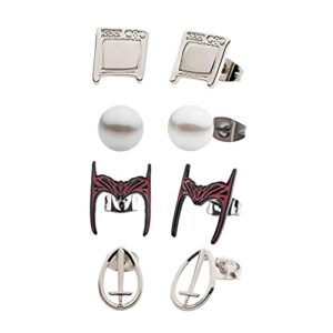 marvel wandavision stainless steel stud earrings set (4pcs)