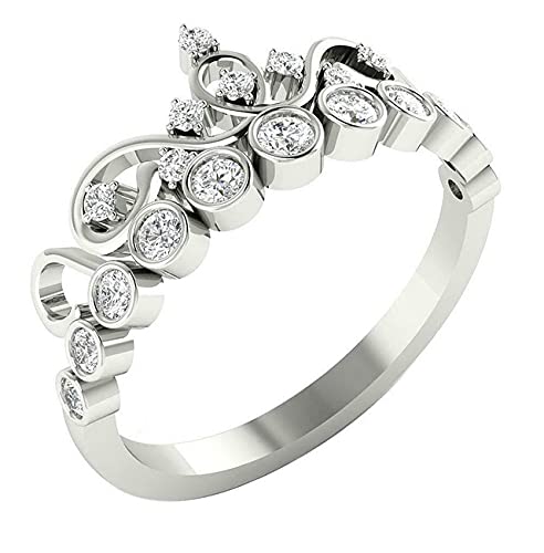 1 1/2 CT Round Shape White Cubic Zirconia Queen Crown Engagement Wedding Ring in 14K White Gold Plated 925 Sterling Silver (1.50 Cttw) Ring Size - 4.5