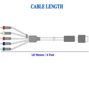 6Ft Component HD AV Cable for PS2/PS3/PS3 Slim HDTV-Ready 5-Wire TV Cables-1 Pack