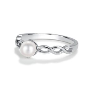 Sterling Silver Girls Cultured Pearl Twisted Band Baby Ring for Toddlers, Little Girls, and Baby Photo Prop (Size 2)