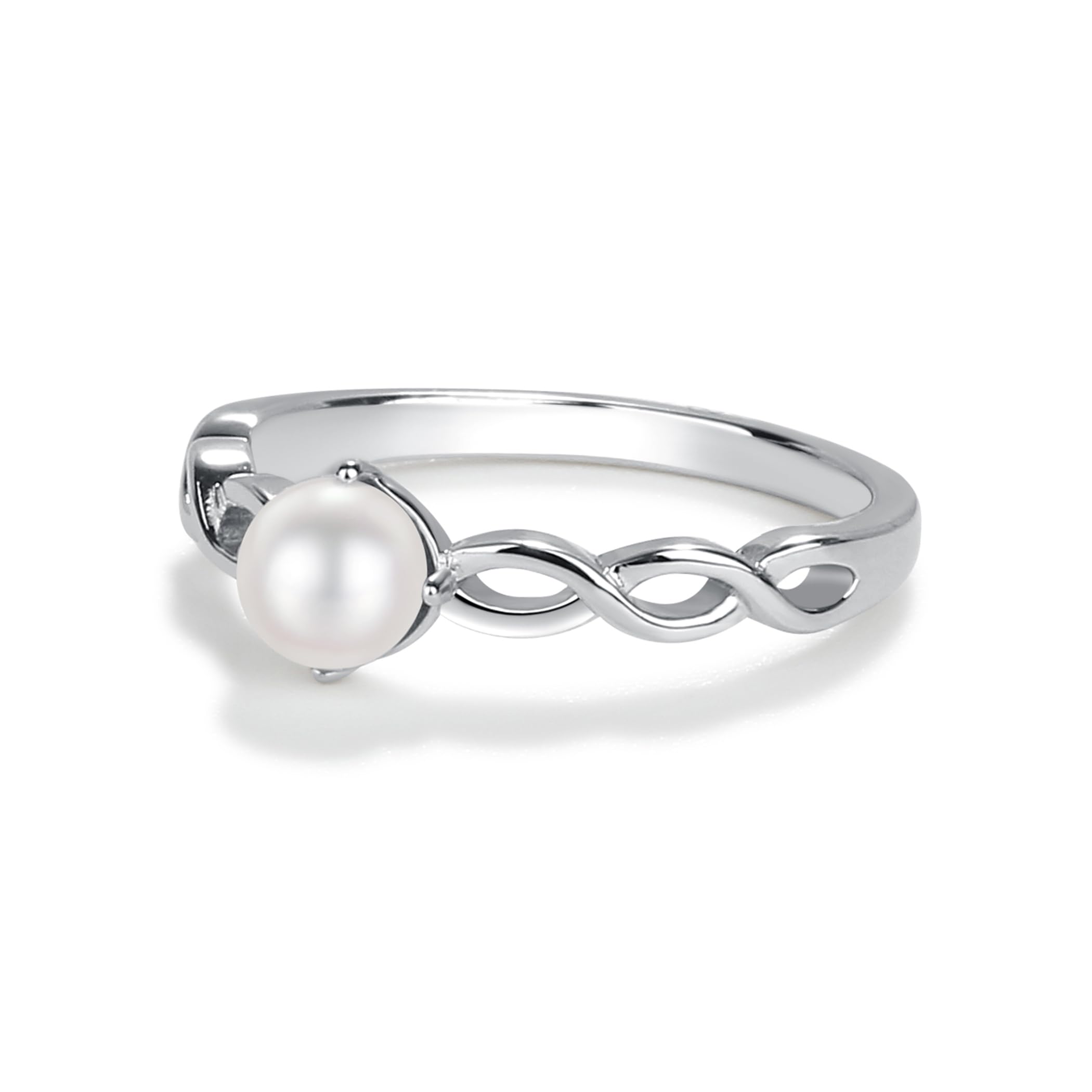 Sterling Silver Girls Cultured Pearl Twisted Band Baby Ring for Toddlers, Little Girls, and Baby Photo Prop (Size 2)