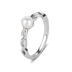 Sterling Silver Girls Cultured Pearl Twisted Band Baby Ring for Toddlers, Little Girls, and Baby Photo Prop (Size 2)