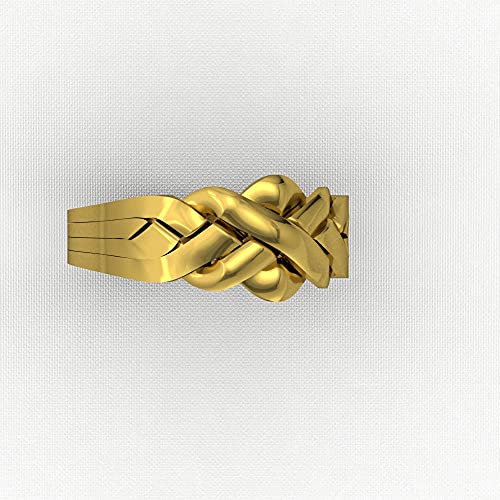 OFLIUM 4 Band 14K Yellow Gold Plated Classical Handmade Puzzle ring 925 Sterling Silver interlocking Knott Ring Women Men Unique ring INCLUDED INSTRUCTION (10.5)