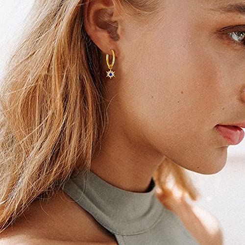 Carat Kitten 14K Gold Plated Star Small Hoop Earrings for Women Girls, Hypoallergenic Gold Womens Huggie Earrings Dainty Dangle Earrings for Women Sensitive Ears with Cubic Zirconia