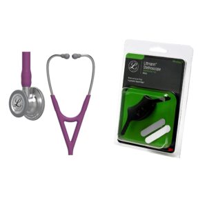 3m littmann stethoscope, cardiology iv, plum tube, stainless steel chestpiece, 27 inch, 6156 & 40007 stethoscope identification tag, black