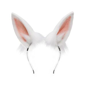 faylay plush furry bunny headwear artificial rabbit ear headband simulation (2-white)