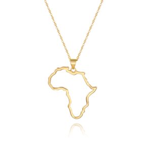 ykylhsyxr women's minimalist africa map pendant necklace, africa motherland continent outline necklaces (jewelry with gifts box) (18k gold)