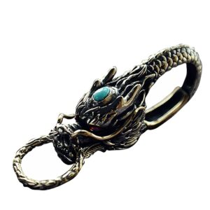 valiclud dragon head keychain vintage feng shui chinese dragon bead key ring good luck key holder car purse bag charm pendent for safely wealth porsperity success