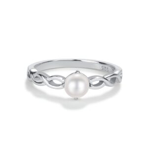 sterling silver girls cultured pearl twisted band baby ring for toddlers, little girls, and baby photo prop (size 2)