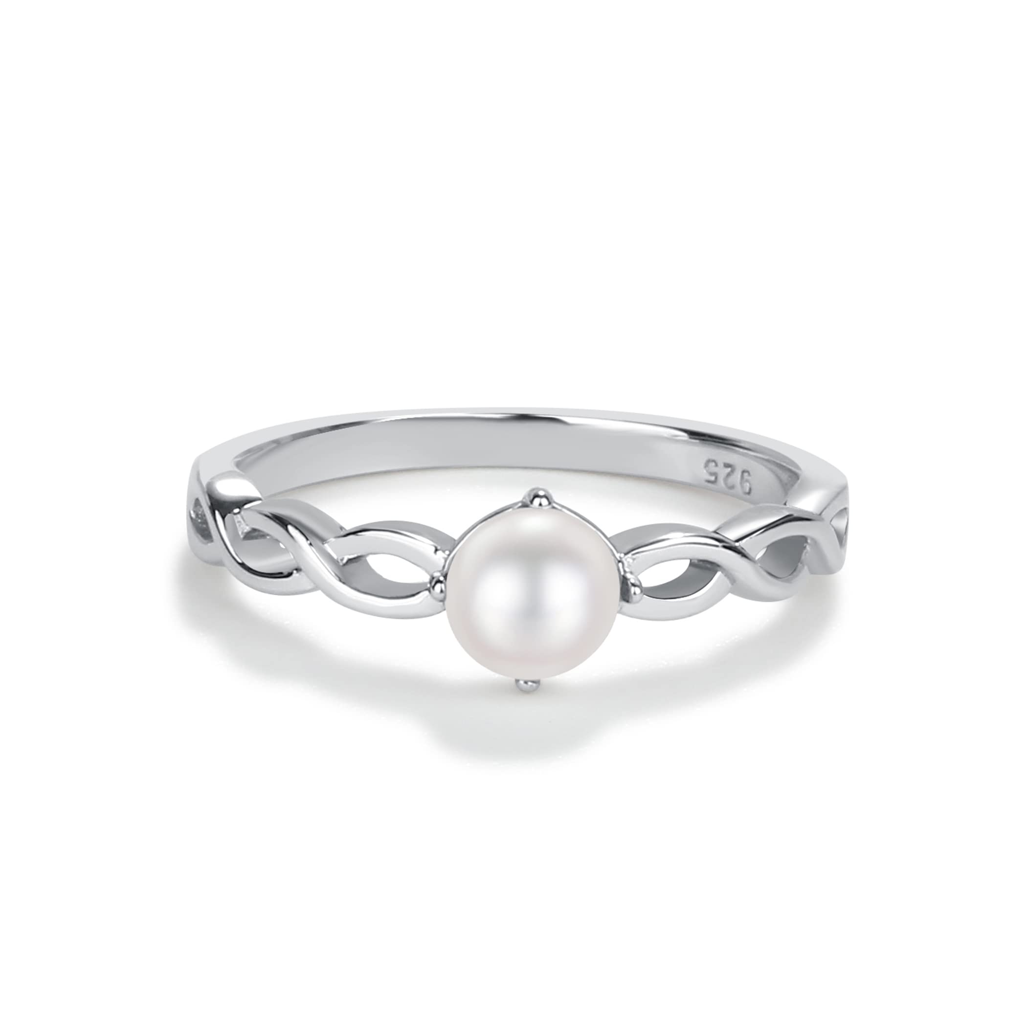 Sterling Silver Girls Cultured Pearl Twisted Band Baby Ring for Toddlers, Little Girls, and Baby Photo Prop (Size 2)