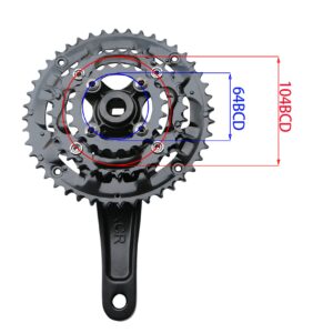 shanmashi Andeshunk Crankset Black Mountain MTB Bike Crankset Hollow Integrated Chainring Crank Set Bicycle Chainring Sprocket Round Bolts for Road Cycling Crank