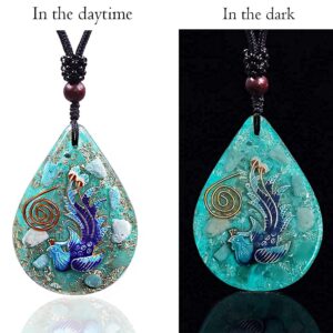 Amazonite Pendant Glow In The Dark Necklace Making Dreams a Reality - Bird of Paradise Orgone Pendant Orgone Energy Generator Necklace