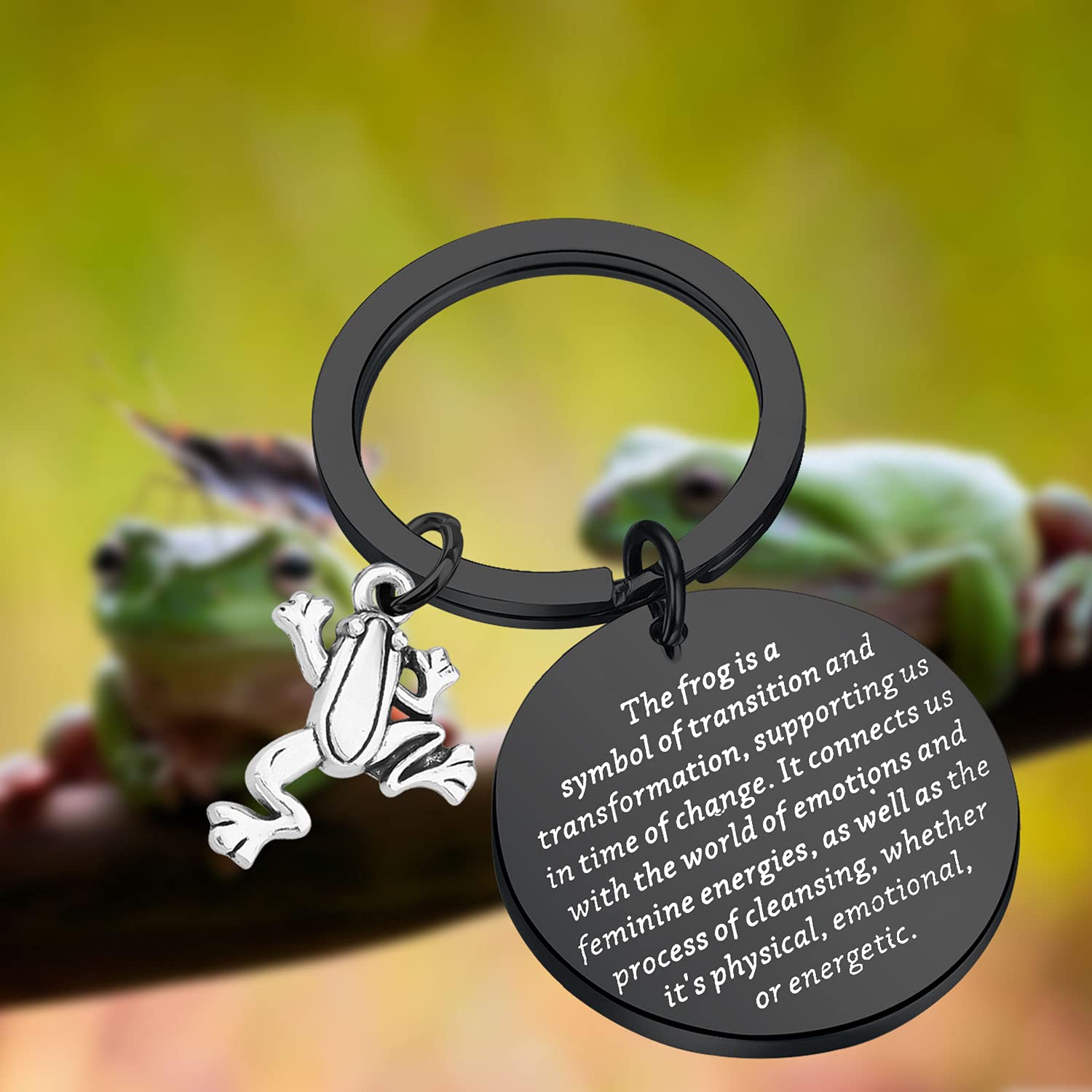 ENSIANTH Frog Keychain Frog Lover Gift Frog Jewelry Animal Lover Gift Inspiration Gift for Friend (Frog Keychain Black)