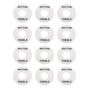 12pcs yootones plastic guitar toggle switch washer plate rhythm treble ring with letter compatible with les paul guitar (white)