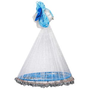 bbgs fishing cast net handmade saltwater throw fishing net for bait trap fish, with environmental-friendly material weight (size : 7.2m)