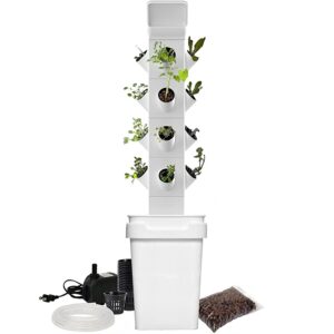 exo garden hydroponic growing system vertical tower - vegetable plant tower gift for gardening lover - automate aeroponics mini indoor outdoor home grow herb