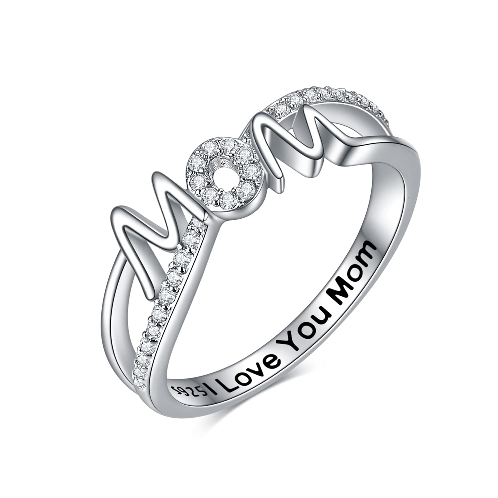 YFN Mom Rings 925 Sterling Silver Mom Rings Mothers Ring Women Jewelry Gifts for Mum