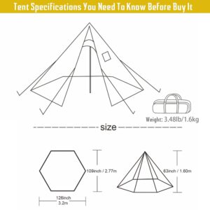 Hot Tent with Stove Jack Camping Tipi Tent FIREHIKING for 1-2 Person 4 Season