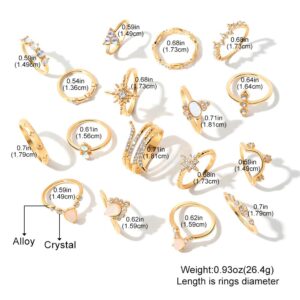 HUASAI Gold Rings for Women Non Tarnish Gifts Trendy Stuff Stackable Rings Boho Knuckle Rings Set Midi Pinky Rings Pack Trendy Turquoise Rings Christmas Gifts Stocking Stuffers(Ring A)