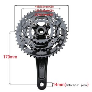 shanmashi Andeshunk Crankset Black Mountain MTB Bike Crankset Hollow Integrated Chainring Crank Set Bicycle Chainring Sprocket Round Bolts for Road Cycling Crank