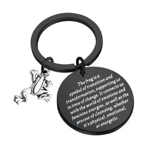 ensianth frog keychain frog lover gift frog jewelry animal lover gift inspiration gift for friend (frog keychain black)